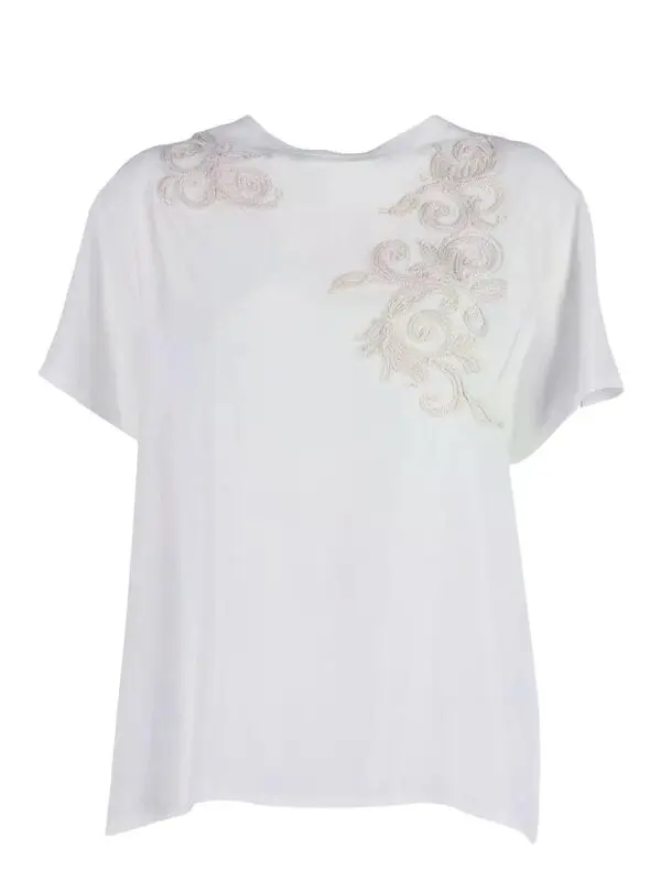 Ermanno Scervino Floral-embroidered T-shirt - White