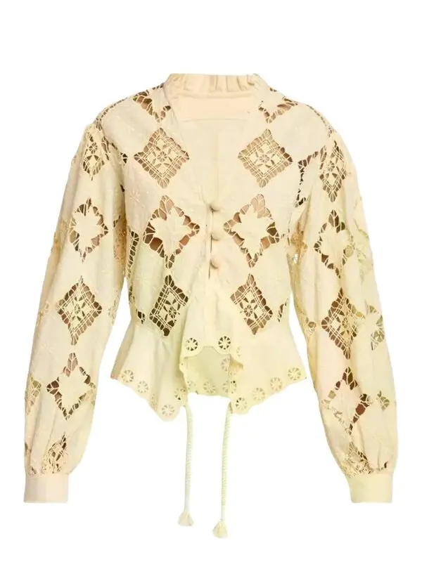 Isabel Marant Nina Broderie Anglaise Puff-sleeve Blouse - Neutrals