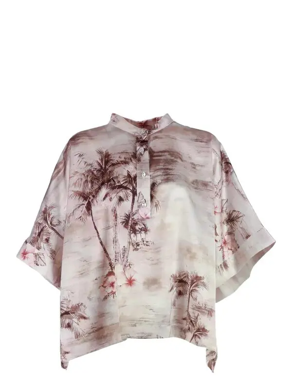 SHIRTAPORTER Palm-tree Print Blouse - Neutrals
