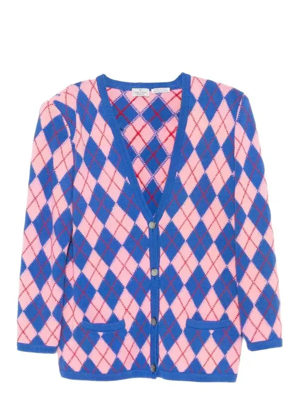 Valentino Garavani 1980s Argyle-knit Cardigan - Blue