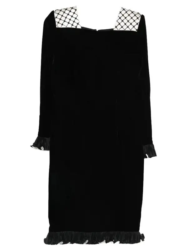 Valentino Garavani 1980s Embroidered Dress - Black