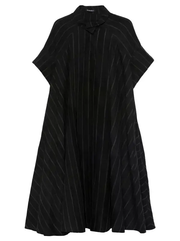 RUNDHOLZ Striped Midi Shirt Dress - Black