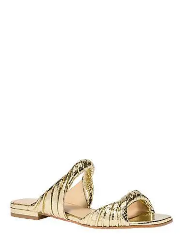 Michael Kors Kiana Metallic Snake Embossed Leather Sandal - Gold
