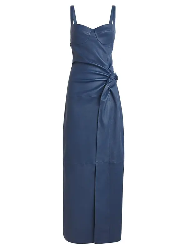 Simkhai Leather Draped Lyle Maxi Dress - Navy