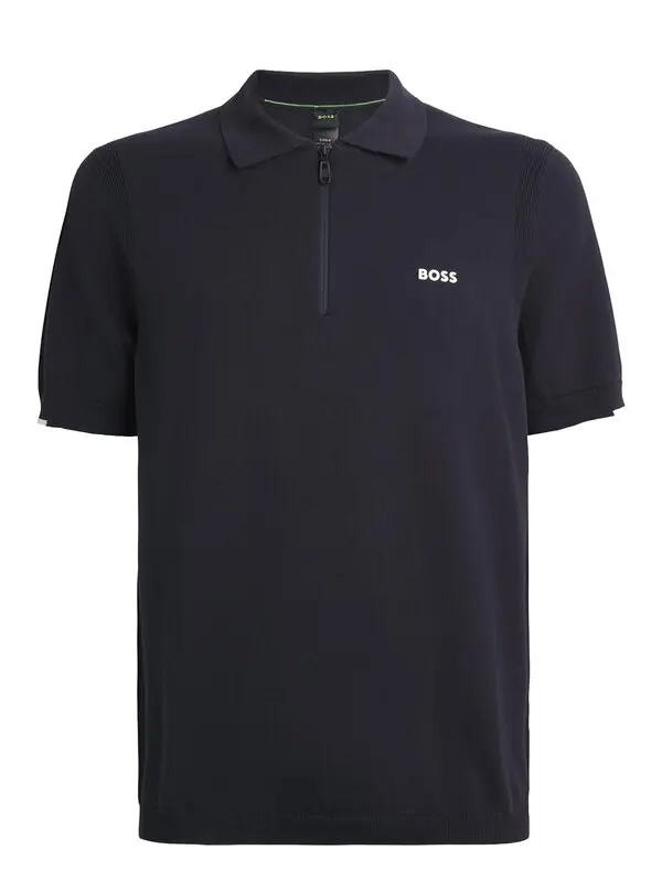 BOSS Cotton Logo Polo Shirt - Blue