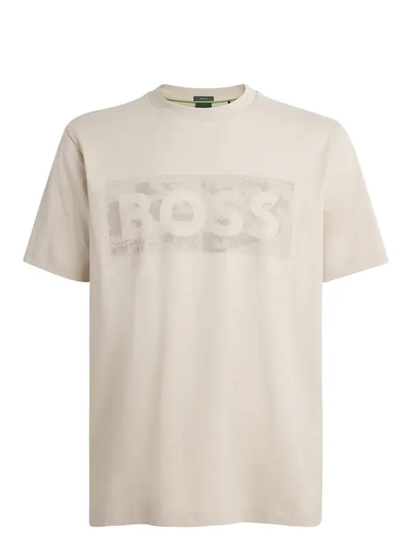 BOSS Stretch-cotton Logo T-shirt - Beige