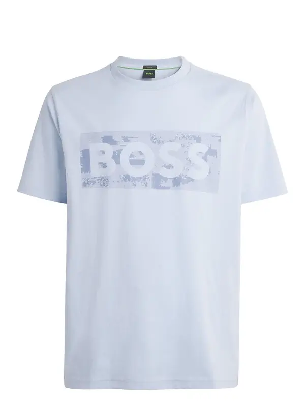 BOSS Stretch-cotton Logo T-shirt - Blue