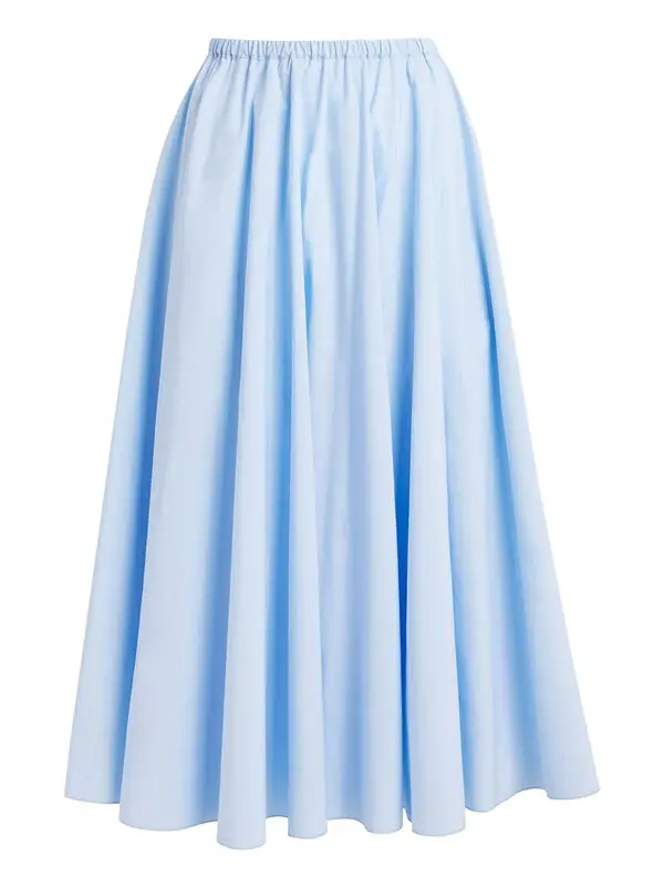 Fabiana Filippi Cotton Poplin Midi Skirt - Blue