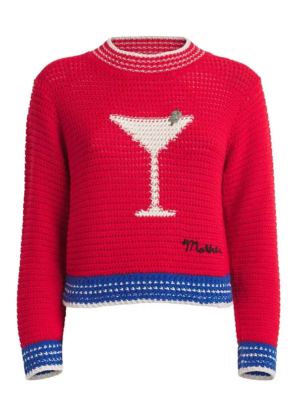 MOTHER Cotton Mini Pullover Sweater - Red