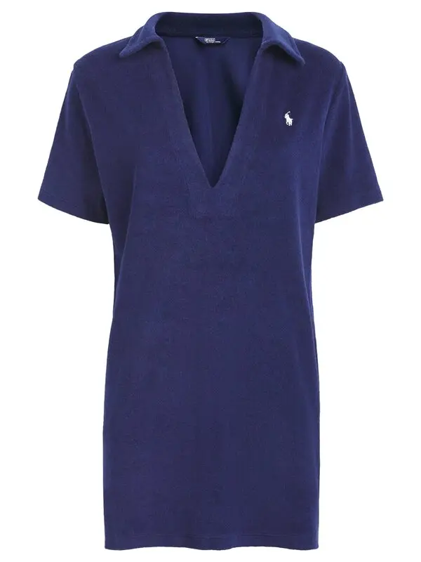 Polo Ralph Lauren Towelling Collared Mini Dress - Navy