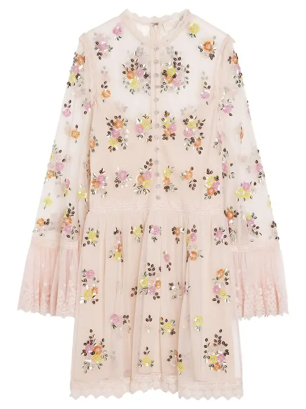 Alice + Olivia Embellished Allegra Mini Dress - Pink