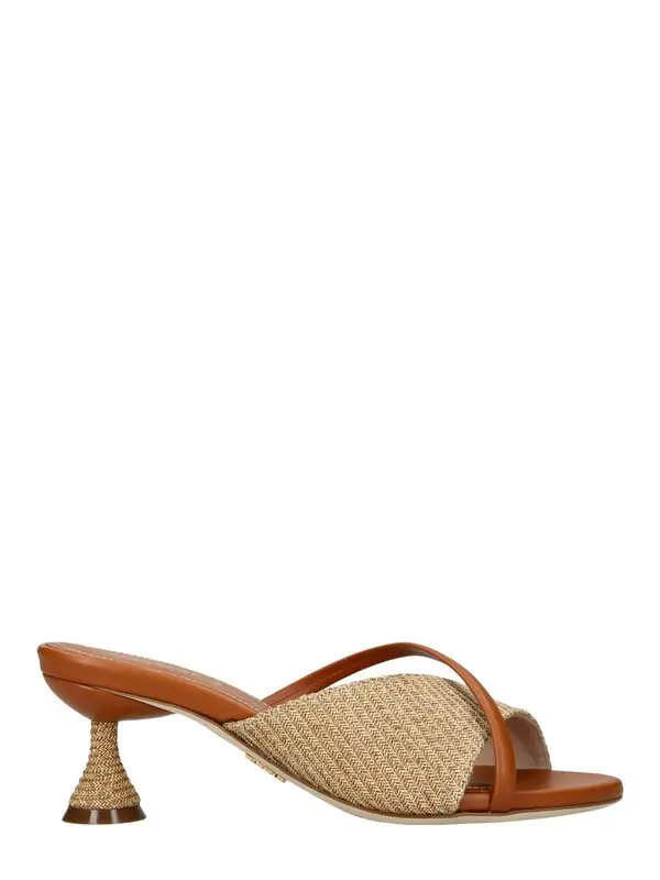 Rodo Leather-woven Mabella Heeled Mules - Beige