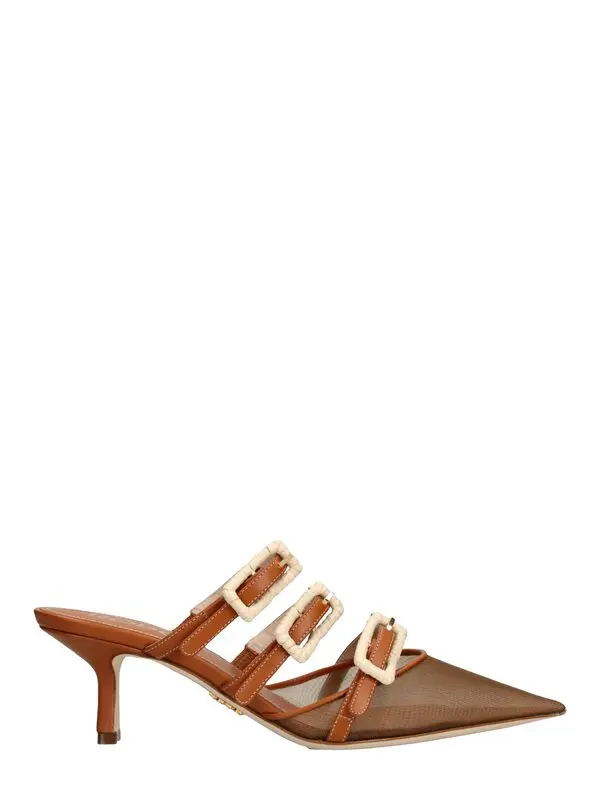 Rodo Leather Paige Heeled Mules 55 - Beige