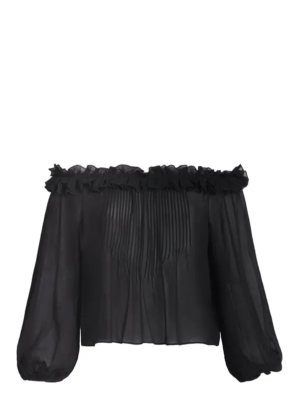 Paige Silk Off-the-shoulder Casey Blouse - Black