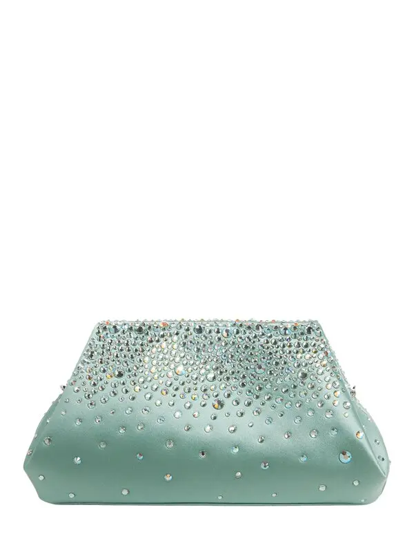 Rodo Satin Embellished Clutch - Turquoise