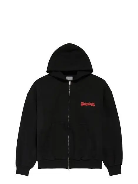 Balenciaga Medium Fit Zip Up Hoodie - Black