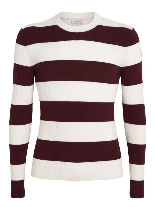 Moncler Striped Virgin Wool Sweater - Red