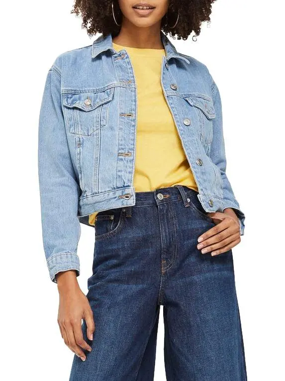 Topshop Boxy Denim Trucker Jacket - Mid Denim
