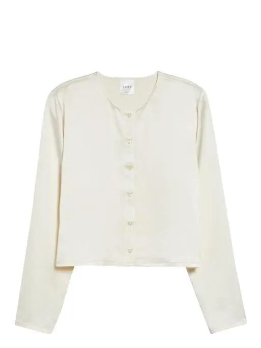 LESET Barb Button-up Crewneck Cardigan - Creme