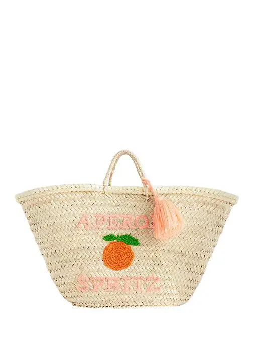 BOUTIQUE BONITA Aperol Spritz Raffia Basket Bag - Neutral