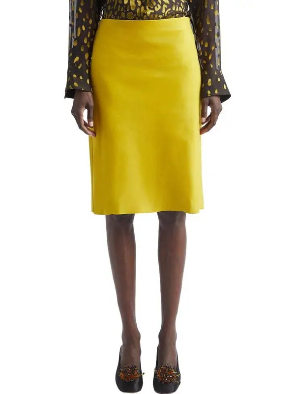 FERRAGAMO Pencil Nubuck Skirt - Antique Yellow