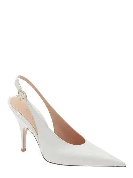GIANVITO ROSSI Pointed Toe Slingback Pumps - Offwhite