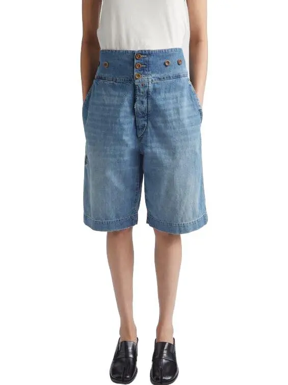 MAISON MARGIELA Relaxed Fit Denim Bermuda Shorts - Medium Blue Vintage