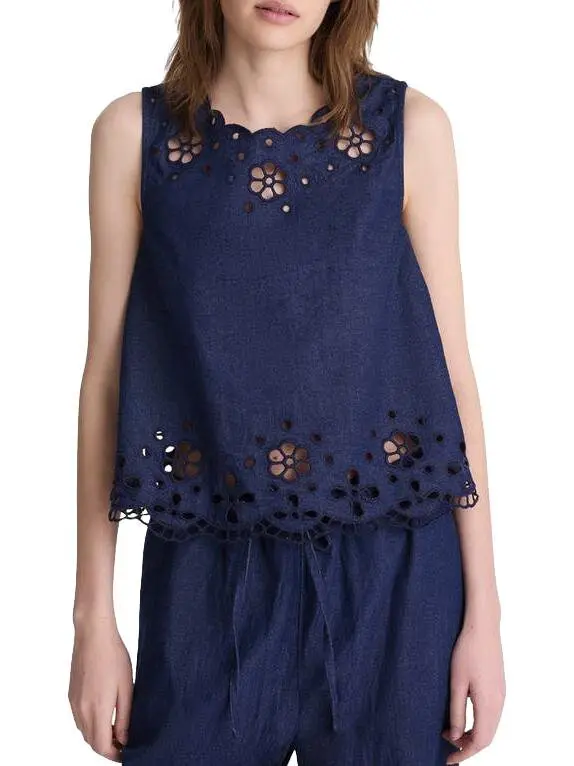 Madewell Embroidered Sleeveless Denim Shell Top - Marfield Wash