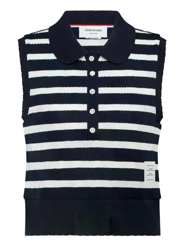 Thom Browne Striped Polo - Blue