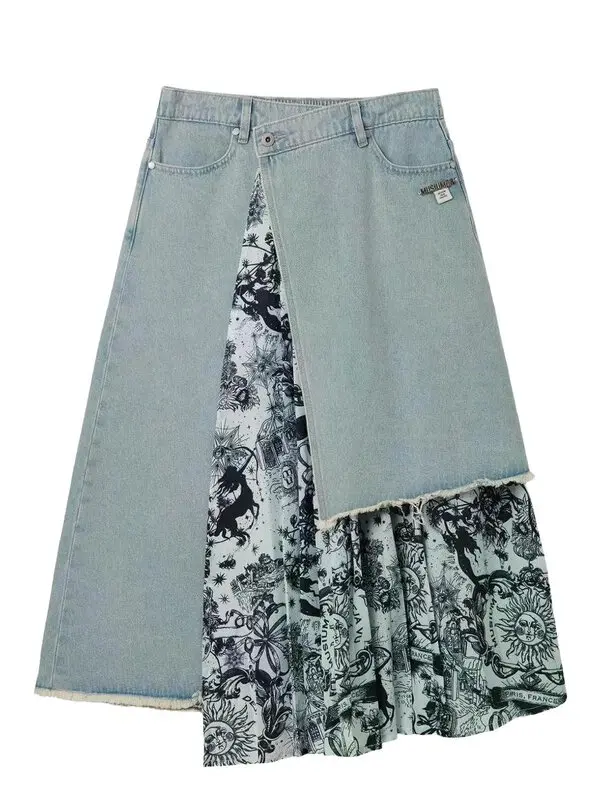MUSIUM DIV. Asymmetric Denim Midi Skirt - Blue