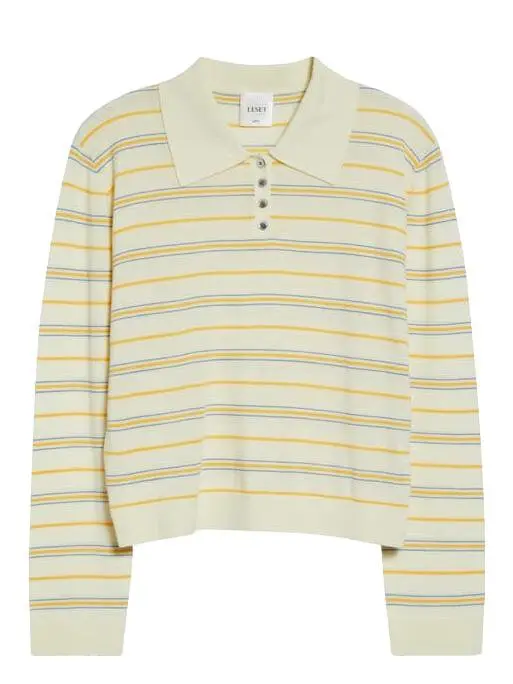 LESET James Stripe Merino Wool Polo - Soleil Stripe