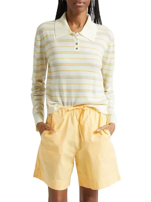 LESET James Stripe Merino Wool Polo - Soleil Stripe
