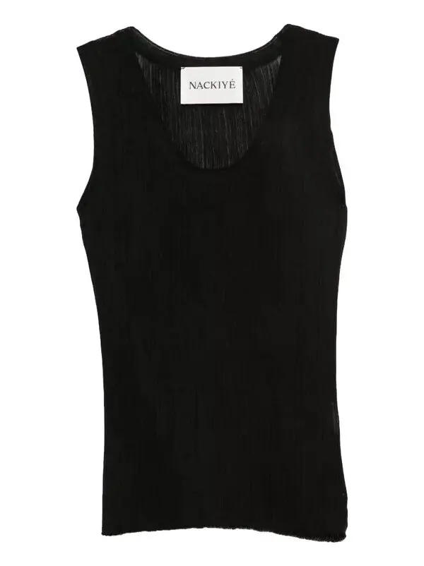 NACKIYE Ribbed Sheer Top - Black
