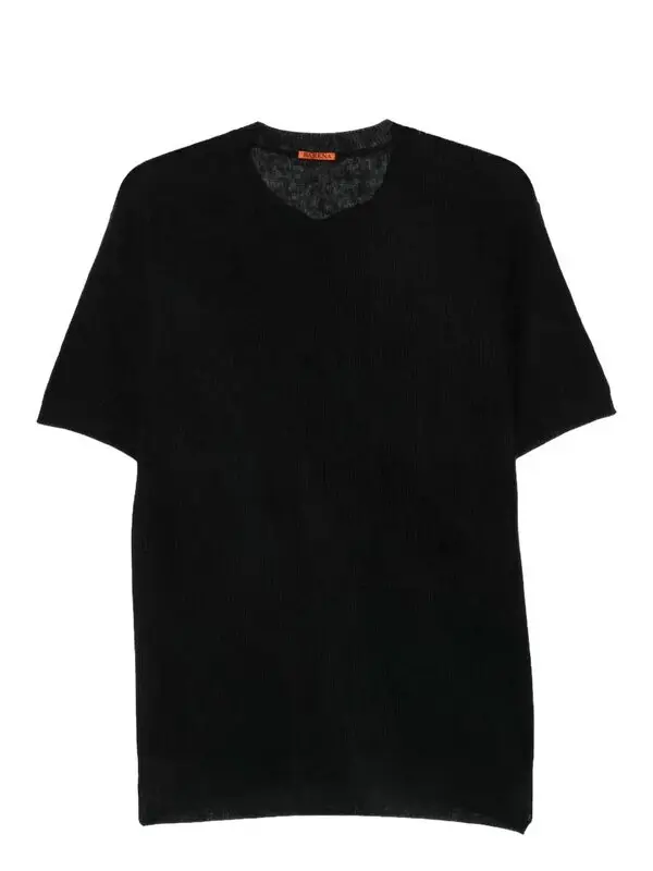 Barena Venezia V-neck Rib Knit T-shirt - Black