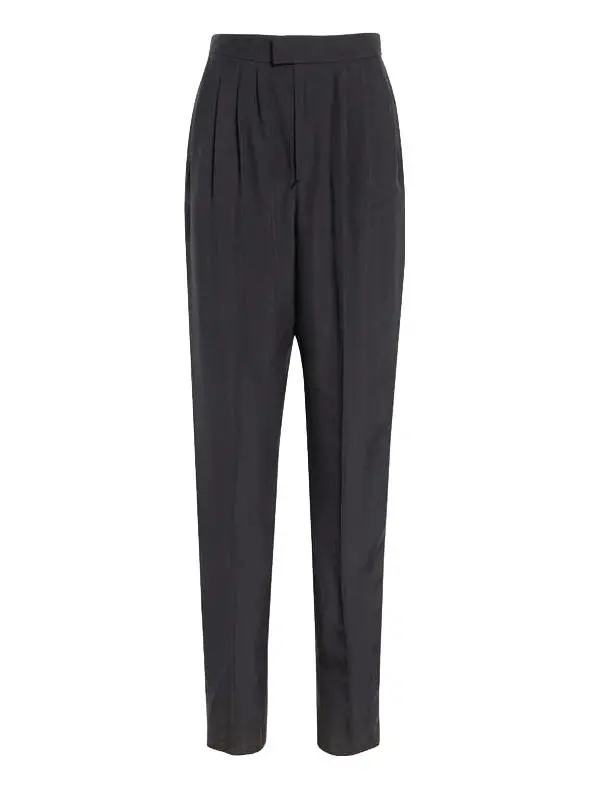 Saint Laurent Tailored Silk Straight Leg Pants - Noir