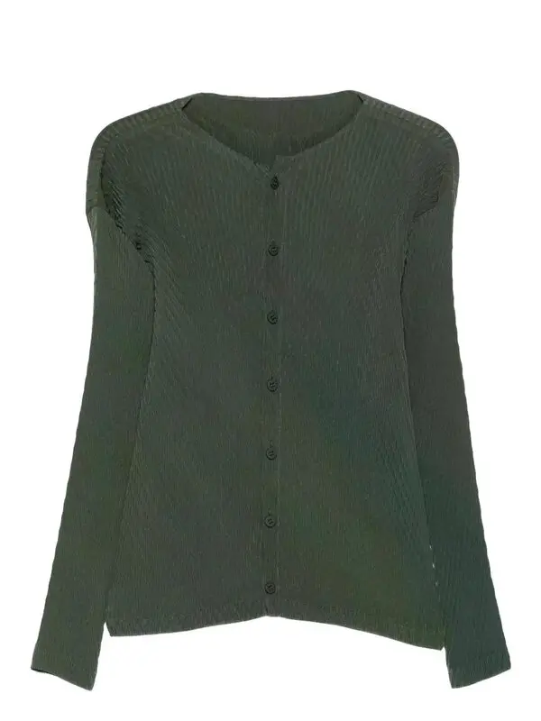 Issey Miyake Pleated-effect Cardigan - Green