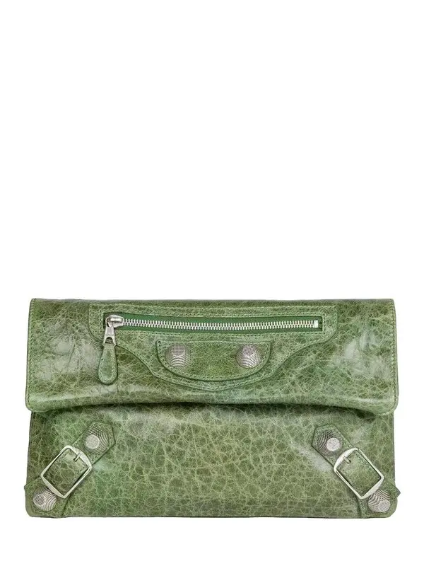 Balenciaga Motocross Giant Envelope Clutch - Green