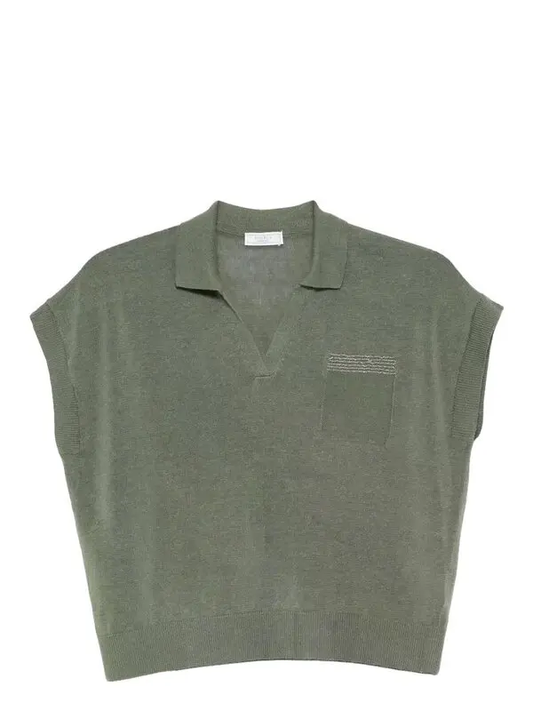 Peserico Polo-collar Sleeveless Top - Green
