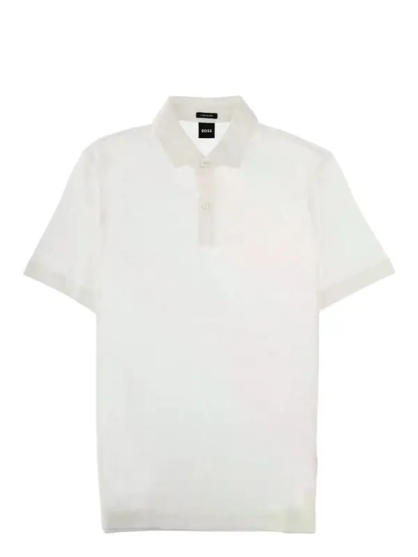 BOSS Button Polo Shirt - White