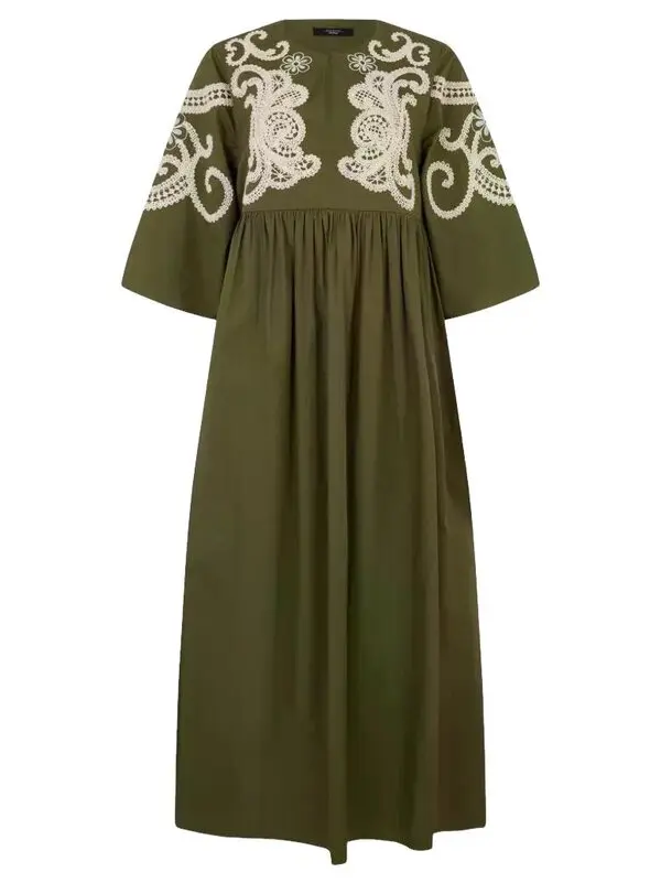 Max Mara Tilde Embroidered Maxi Dress - Green