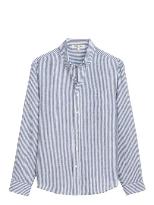 ALEX MILL Mill Stripe Linen Button-down Shirt - Blue/white