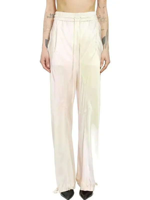YEHUAFAN Drawstring-detail Satin Trousers - Neutrals