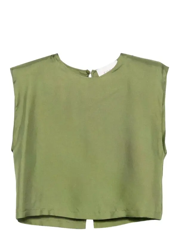 CO.GO Padded-shoulder Blouse - Green