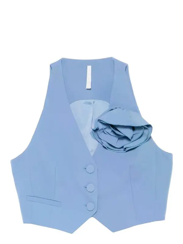 Imperial Floral-appliqué Waistcoat - Blue