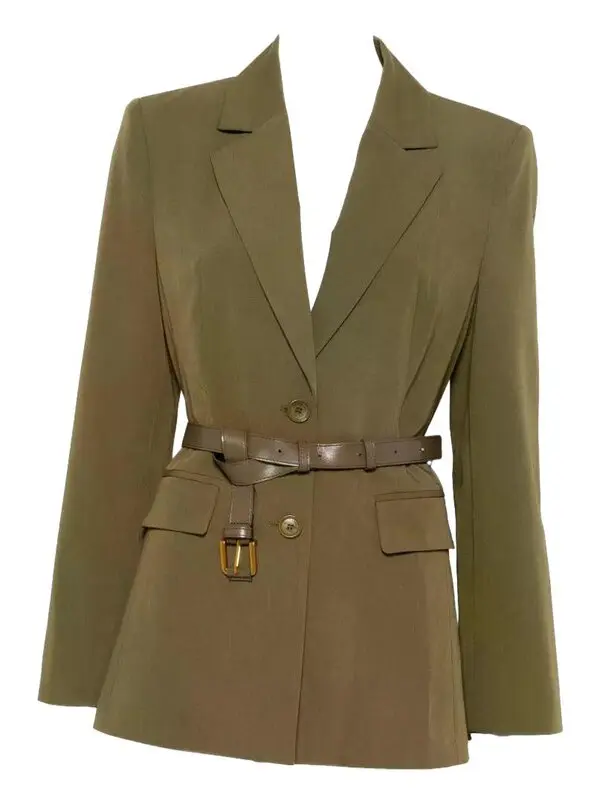 Imperial Belted Single-breasted Blazer - Green