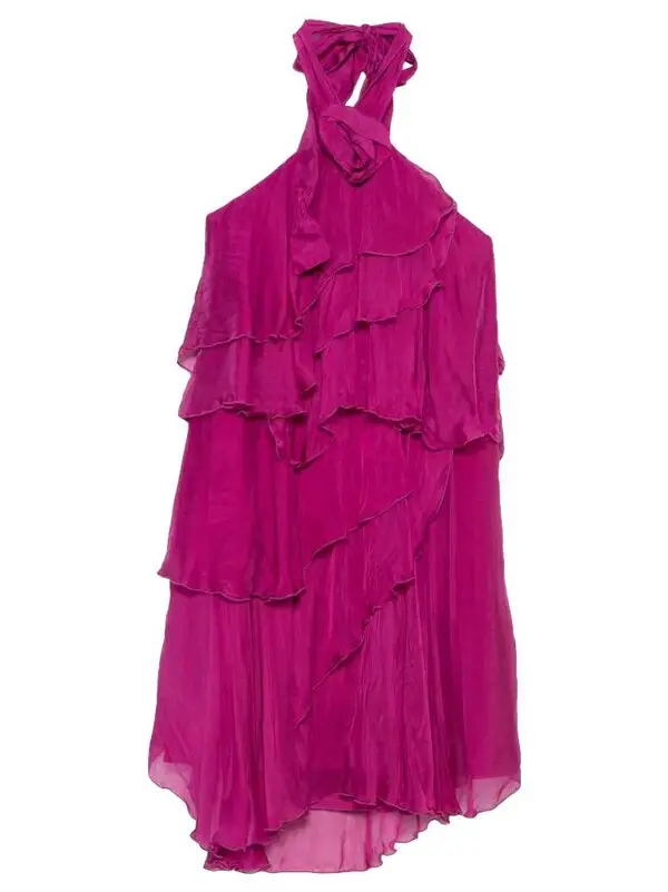 Dixie Halterneck Ruffled Dress - Pink