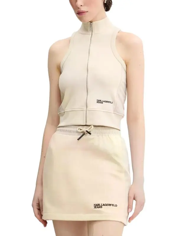 Karl Lagerfeld Zip-up Sleeveless Top - Neutrals