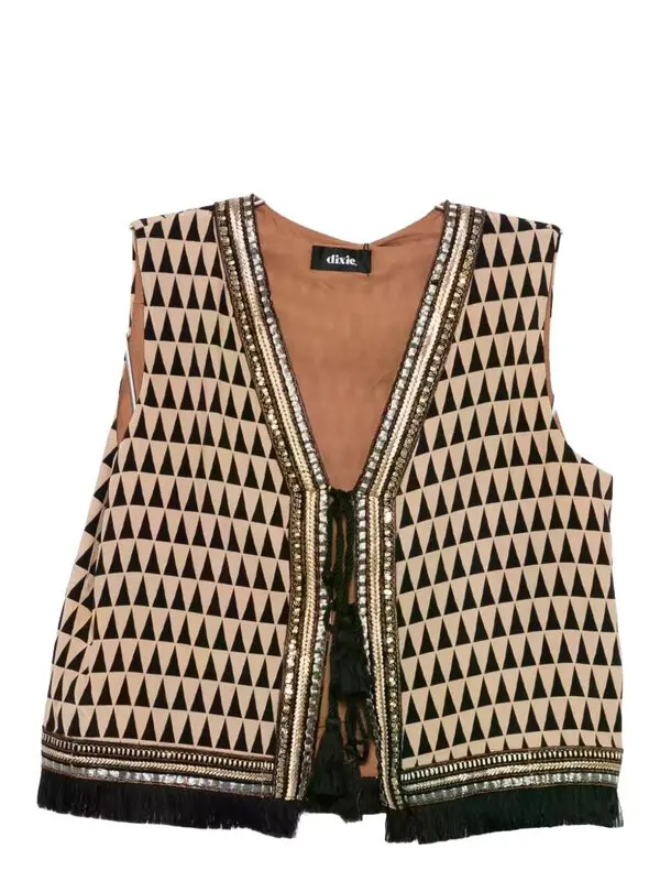 Dixie Geometric Print Sequin-embellished Blouse - Neutrals