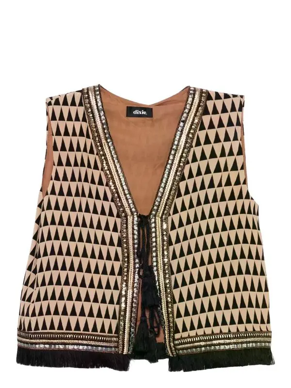 Dixie Geometric Print Sequin-embellished Blouse - Neutrals