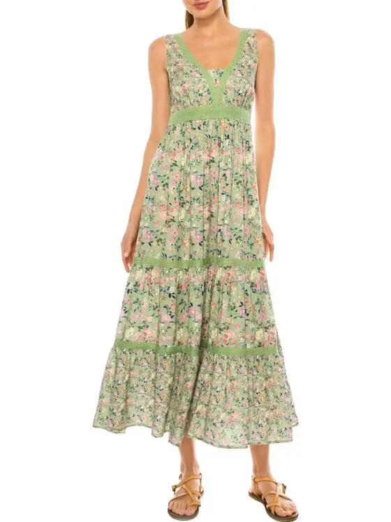 A COLLECTIVE STORY Floral Print Maxi Dress - Celedon Green